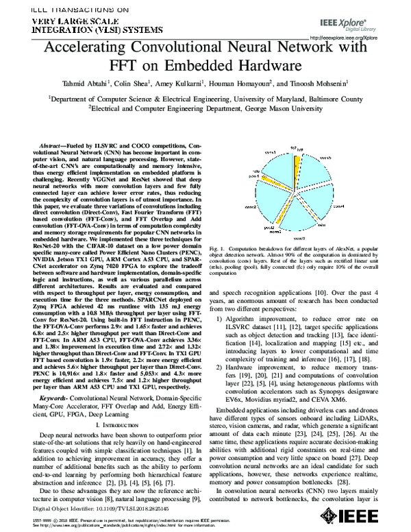 (PDF) Accelerating Convolutional Neural Network With FFT on Embedded Hardware
