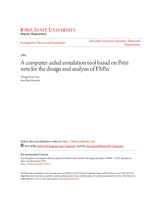 (PDF) A computer-aided simulation tool based on Petri nets for the design and analysis of FMSs