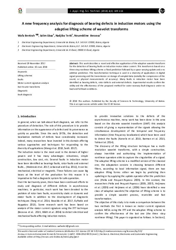 (PDF) A new frequency analysis for diagnosis of bearing defects in induction motors using the ...