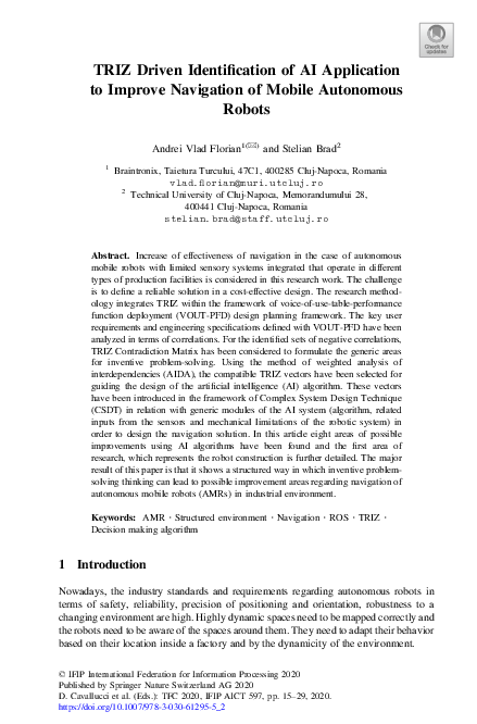 (PDF) TRIZ Driven Identification of AI Application to Improve Navigation of Mobile Autonomous ...