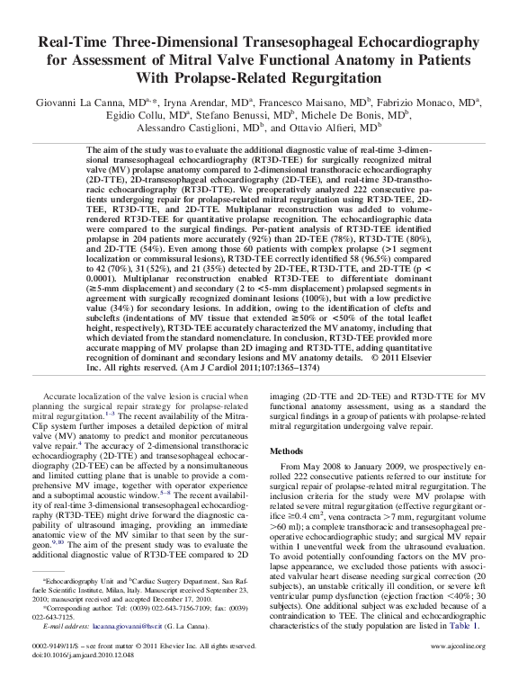 (PDF) Real-Time Three-Dimensional Transesophageal Echocardiography for Assessment of Mitral ...