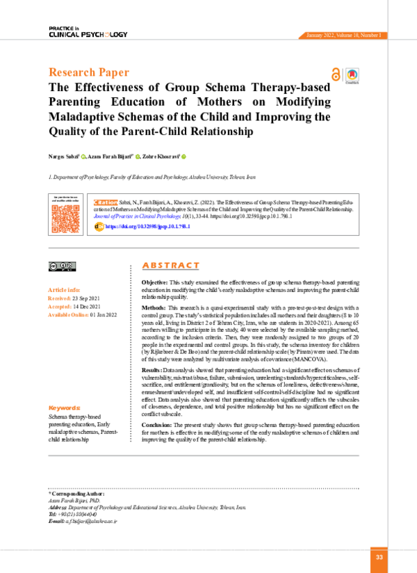 (PDF) Research Paper The Effectiveness of Group Schema Therapy-based ...