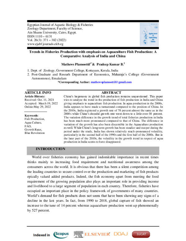 (PDF) Trends in Fisheries Production with emphasis on Aquaculture Fish ...