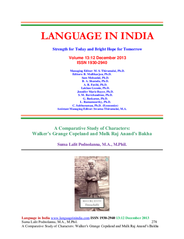 (PDF) A Comparative Study of Characters: Walker's Grange Copeland and ...