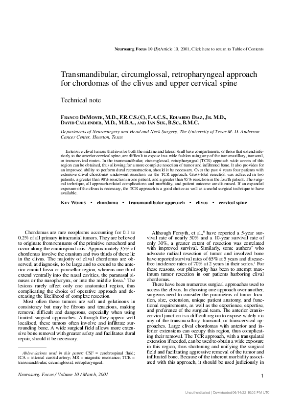 (PDF) Transmandibular, circumglossal, retropharyngeal approach for ...