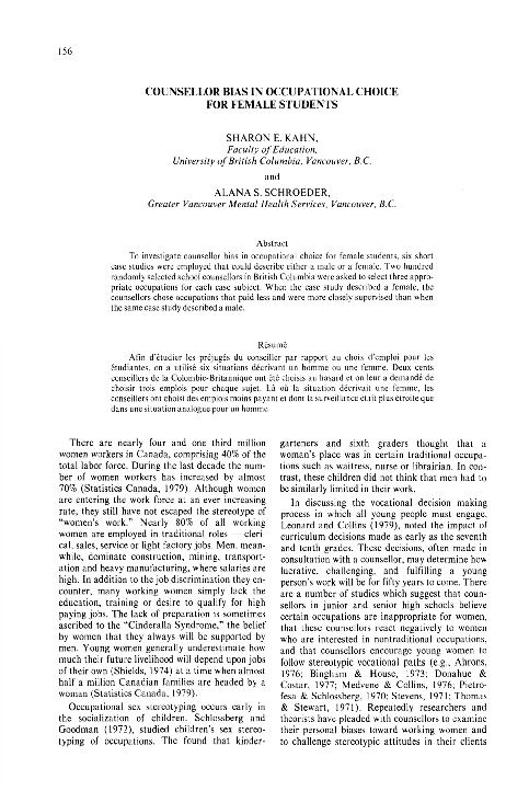(PDF) Counsellor Bias in Occupational Choice for Female Students
