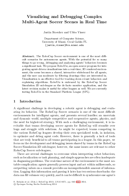 (PDF) Visualizing and Debugging Complex Multi-Agent Soccer Scenes in Real Time
