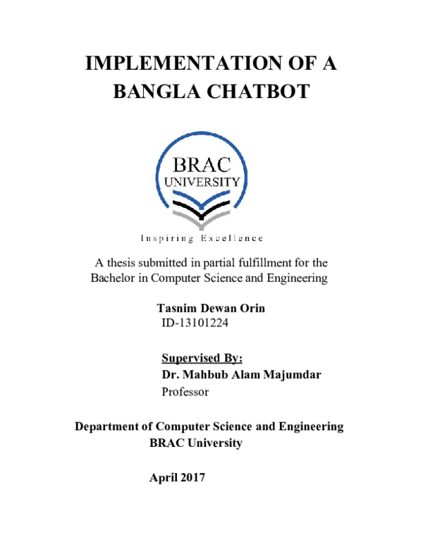 (PDF) Implementation of a Bangla chatbot