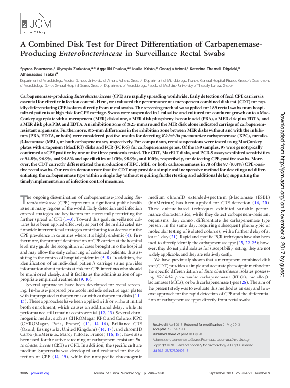 (PDF) A Combined Disk Test for Direct Differentiation of Carbapenemase ...