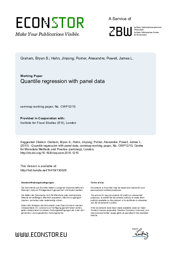 (PDF) Panel Data Quantile Regression Generalization