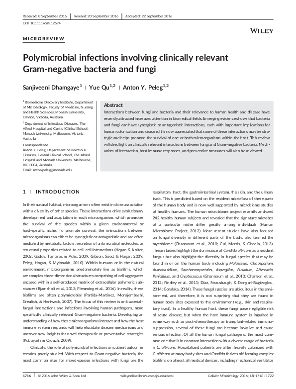 (PDF) Polymicrobial infections involving clinically relevant Gram ...