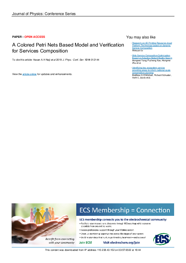 (PDF) A Colored Petri Nets Based Model and Verification for Services Composition