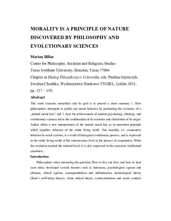 (PDF) MORALITY IS A PRINCIPLE OF NATURE DISCOVERED BY PHILOSOPHY AND ...