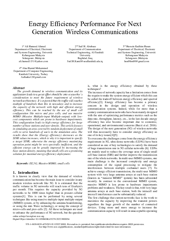 (PDF) Energy Efficiency Performance For Next Generation Wireless ...