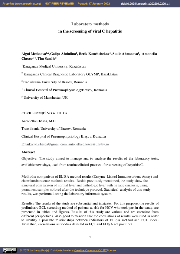 (PDF) Laboratory methods in the screening of viral C hepatitis
