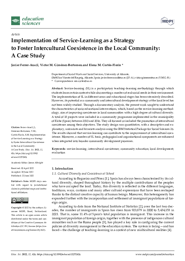 (PDF) Implementation of Service-Learning as a Strategy to Foster ...