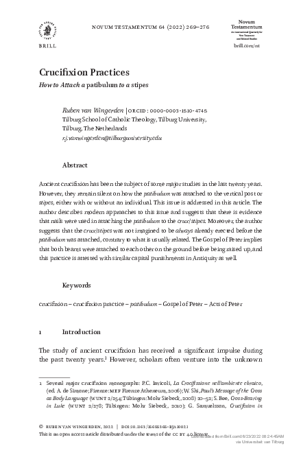 (PDF) Crucifixion Practices. How to Attach a patibulum to a stipes.