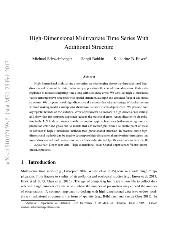 (PDF) High-Dimensional Multivariate Time Series With Additional Structure | Sergii Babkin ...