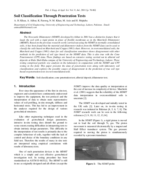 (PDF) Soil Classification Through Penetration Tests