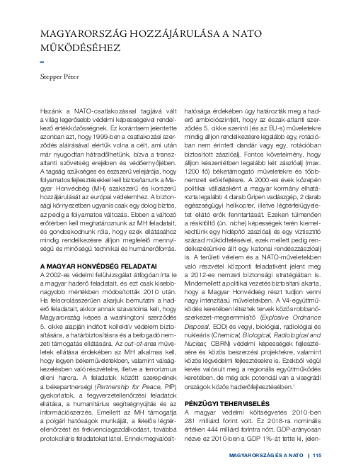 (PDF) Magyarország hozzájárulása a NATO működéséhez