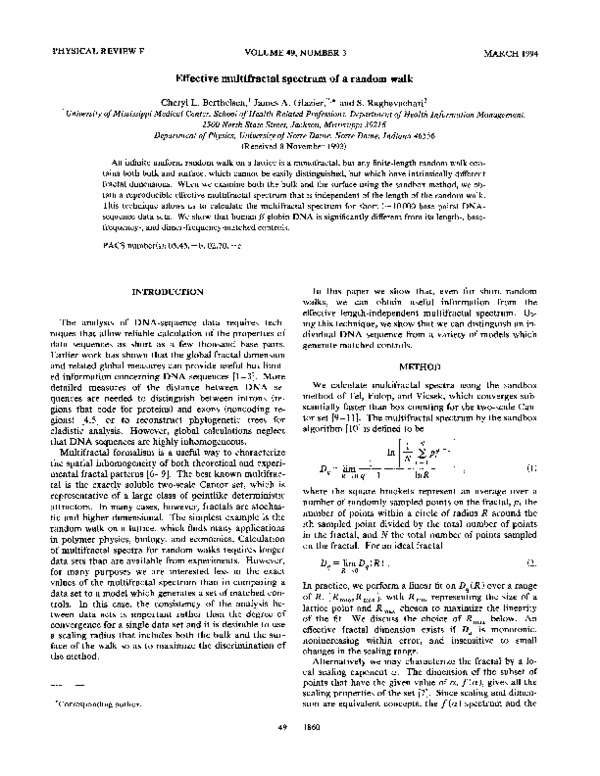 (PDF) Effective multifractal spectrum of a random walk