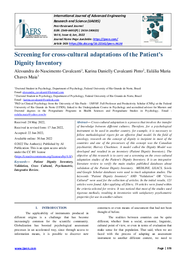 (PDF) Screening for cross-cultural adaptations of the Patient's Dignity ...