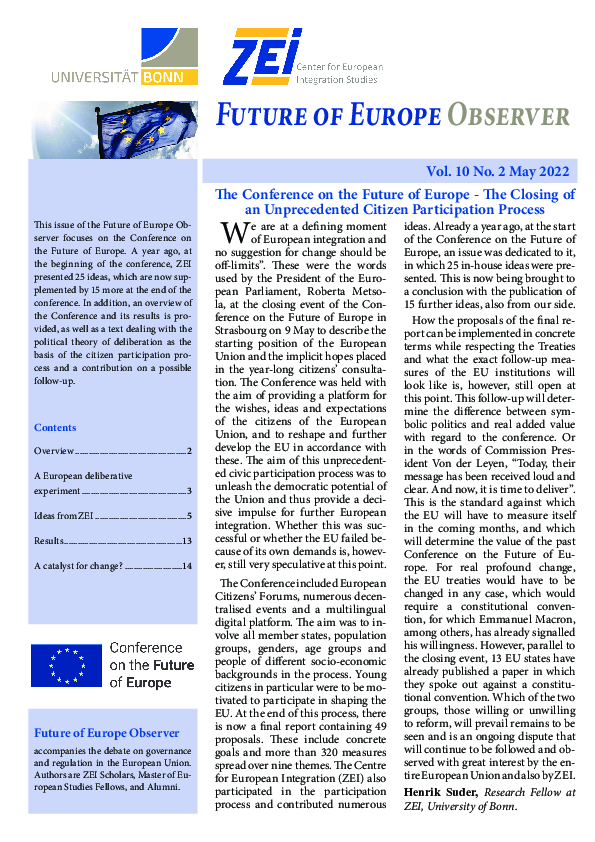 (PDF) ZEI Future of Europe Observer Vol.10 Nr. 2: The Conference on the ...