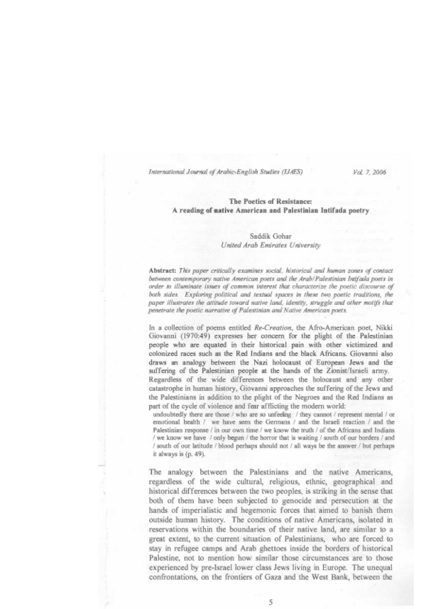 (PDF) The Poetics of Resistance: A reading of native American and ...