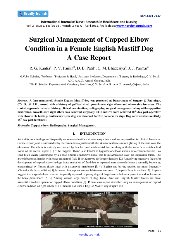 (PDF) Surgical Management of Capped Elbow Condition in a Female English ...