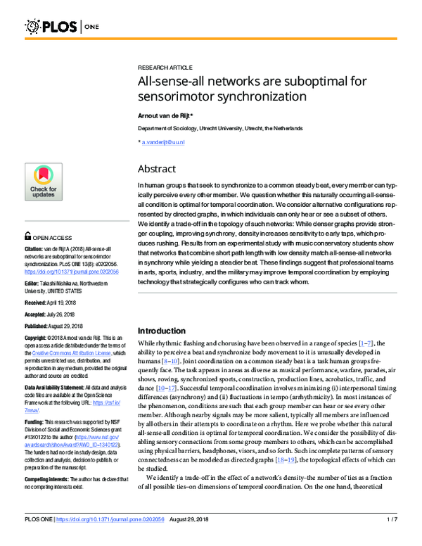 (PDF) All-sense-all networks are suboptimal for sensorimotor synchronization