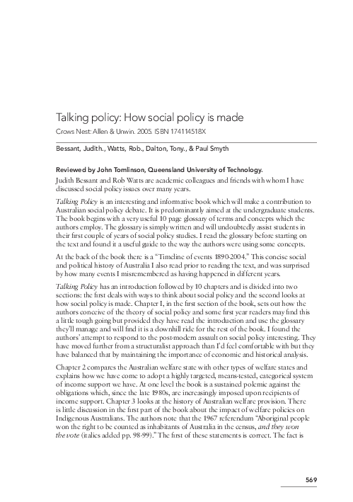 (PDF) Talking policy: How social policy is made