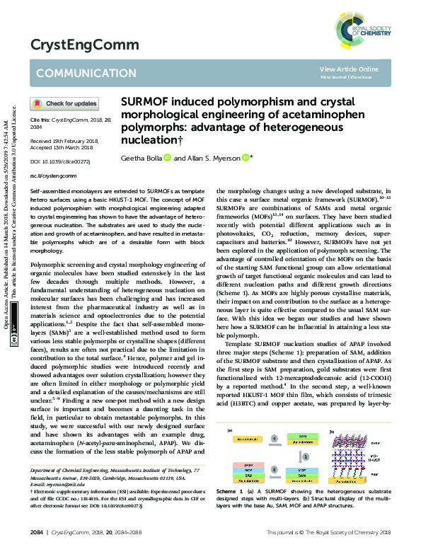 (PDF) SURMOF induced polymorphism and crystal morphological engineering ...