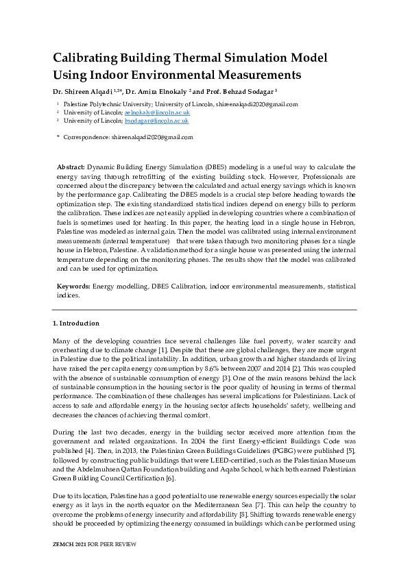 (PDF) Calibrating Building Thermal Simulation Model Using Indoor Environmental Measurements