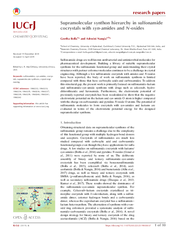 (PDF) Supramolecular synthon hierarchy in sulfonamide cocrystals with ...