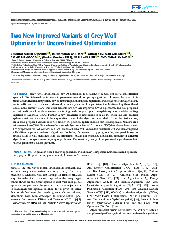 (PDF) Two New Improved Variants of Grey Wolf Optimizer for ...