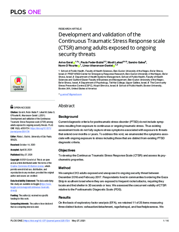 (PDF) Development and validation of the Continuous Traumatic Stress ...