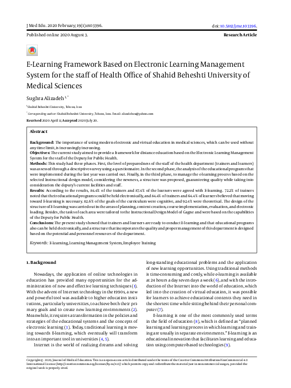 (PDF) E-Learning Framework Based on Electronic Learning Management ...