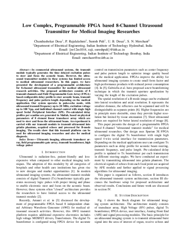 (PDF) Low complex, programmable FPGA based 8-channel ultrasound transmitter for medical imaging ...