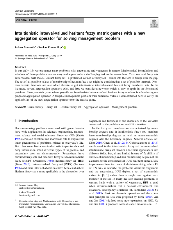 (PDF) Intuitionistic interval-valued hesitant fuzzy matrix games with a new aggregation operator ...
