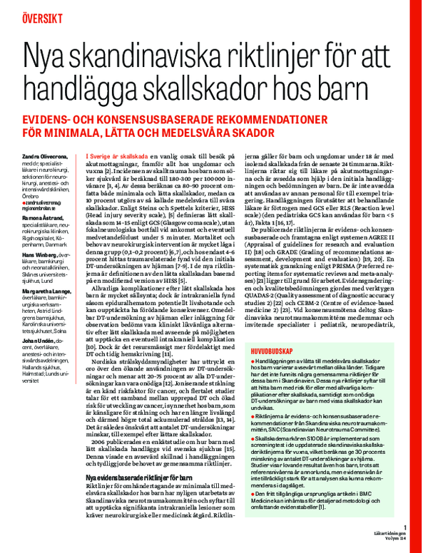 (PDF) Nya skandinaviska riktlinjer för att handlägga skallskador hos ...