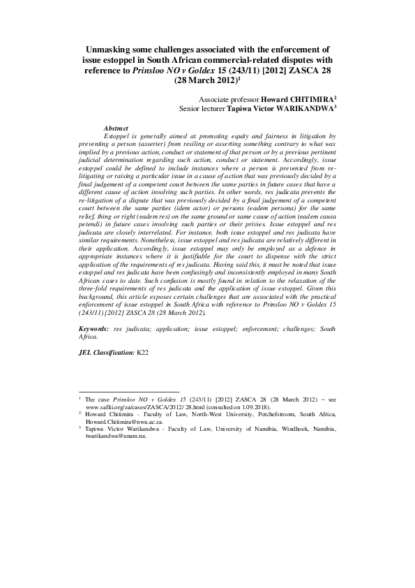 (PDF) Unmasking some challenges associated with the enforcement of ...