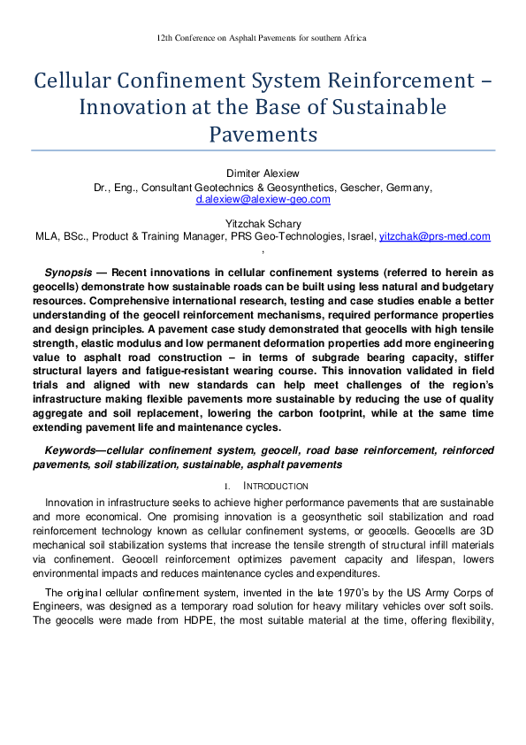 (PDF) Cellular Confinement System Reinforcement -Innovation at the Base ...