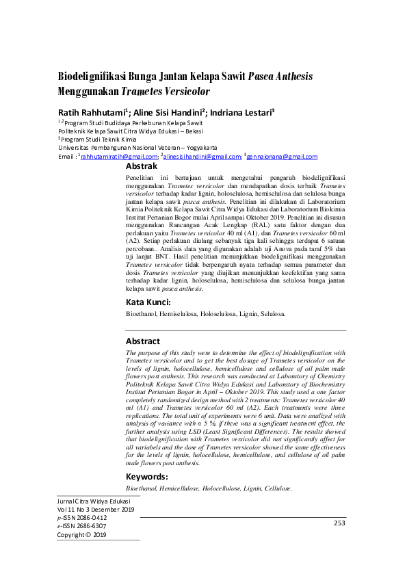 (PDF) Biodelignifikasi Bunga Jantan Kelapa Sawit Pasca Anthesis ...