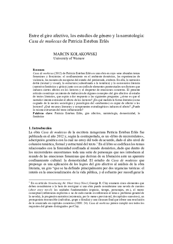 (PDF) Entre el giro afectivo, los estudios de género y la narratología ...