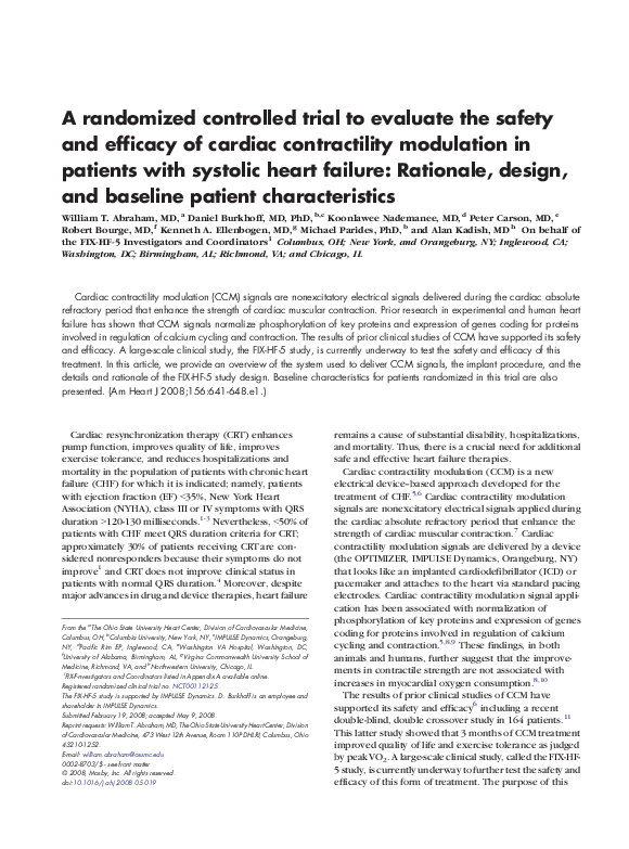 (PDF) A randomized controlled trial to evaluate the safety and efficacy of cardiac contractility ...