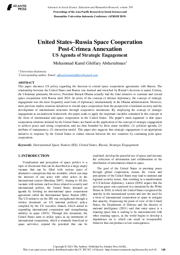 (PDF) United States–Russia Space Cooperation Post-Crimea Annexation ...