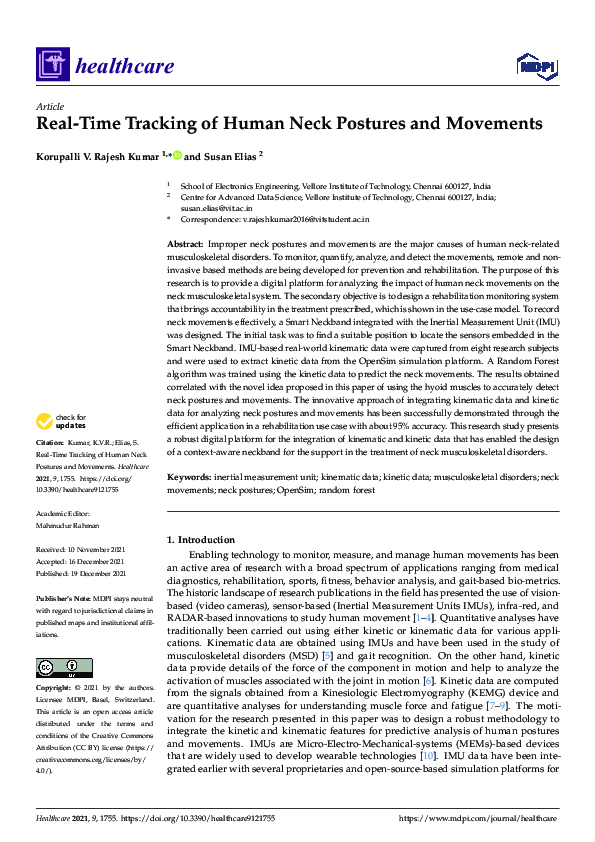 (PDF) Real-Time Tracking of Human Neck Postures and Movements