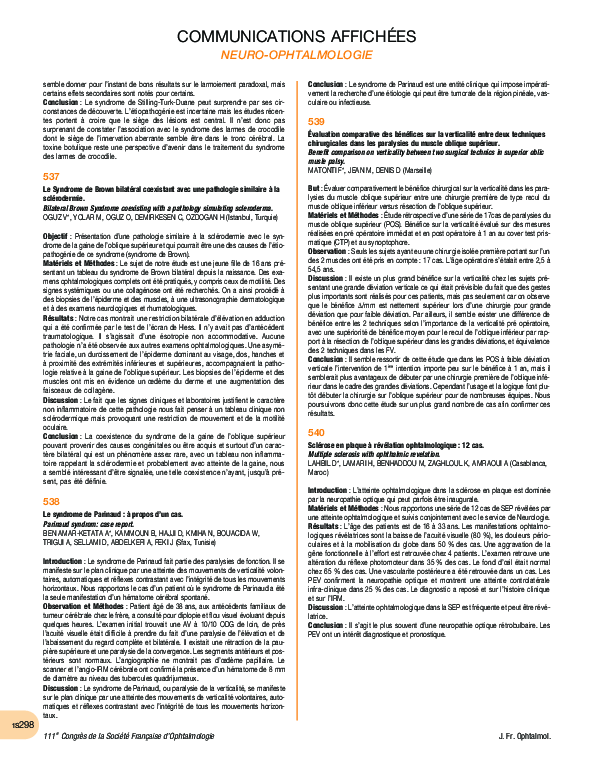 (PDF) 538 Le syndrome de Parinaud : à propos d’un cas