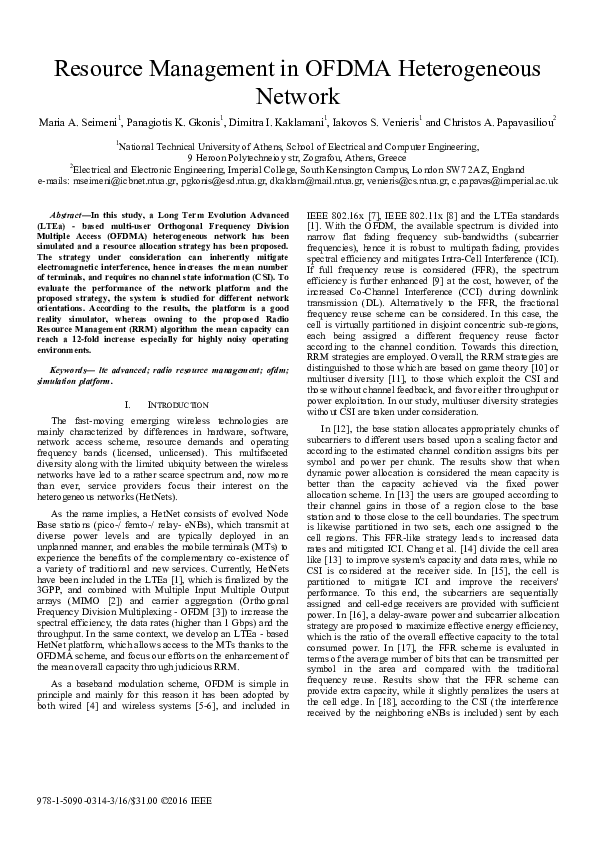 (PDF) Resource management in OFDMA heterogeneous network