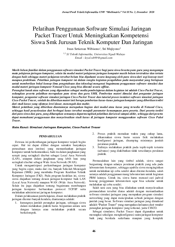 (PDF) Pelatihan Penggunaan Software Simulasi Jaringan Packet Tracer Untuk Meningkatkan ...